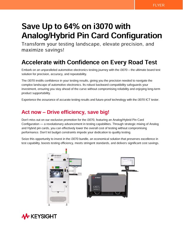Save Up to 64% on i3070 with Analog/Hybrid Pin Card Configuration PDF Asset Page | Keysight